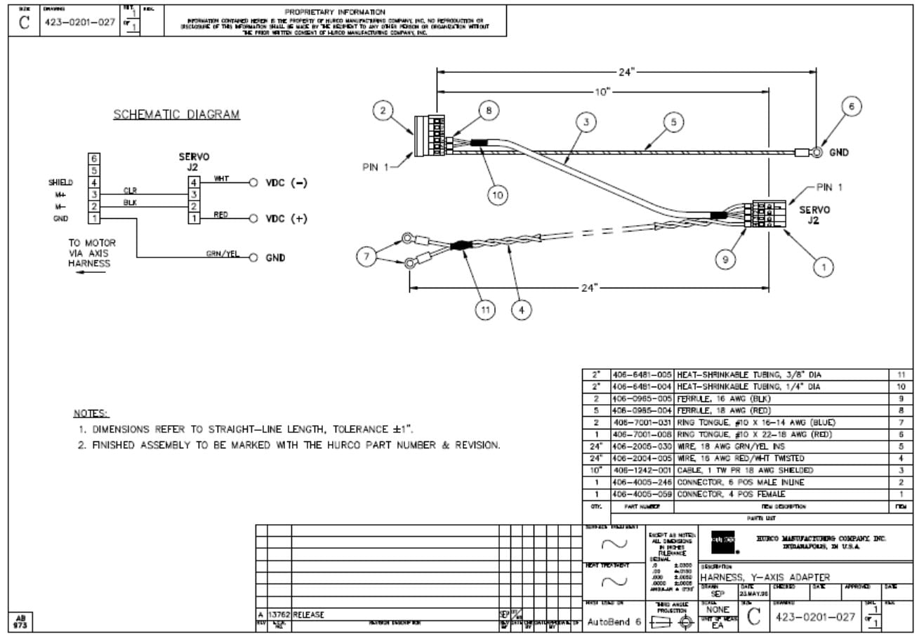 HURCO Autobend Y-Axis Parts, Listings and Assemblies